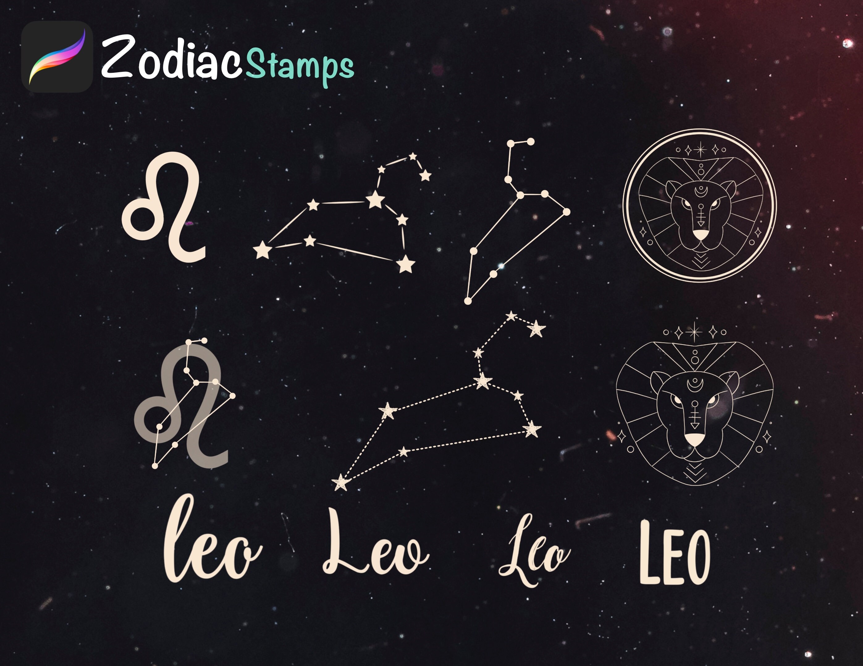 142 Zodiac Signs Stamps for Procreate App Astrology Theme - Etsy