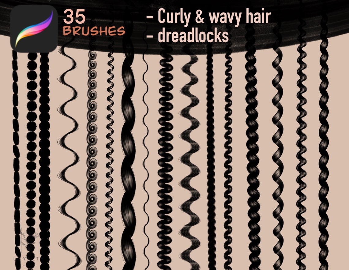 35 Procreate Curls and Waves Hair Brushes Curly Hair Brush | Etsy