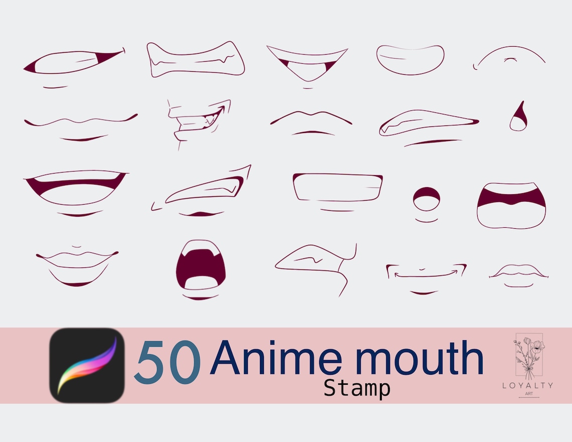 50 Anime Mouth & Lips Stamps for Procreate Cartoon Lips - Etsy