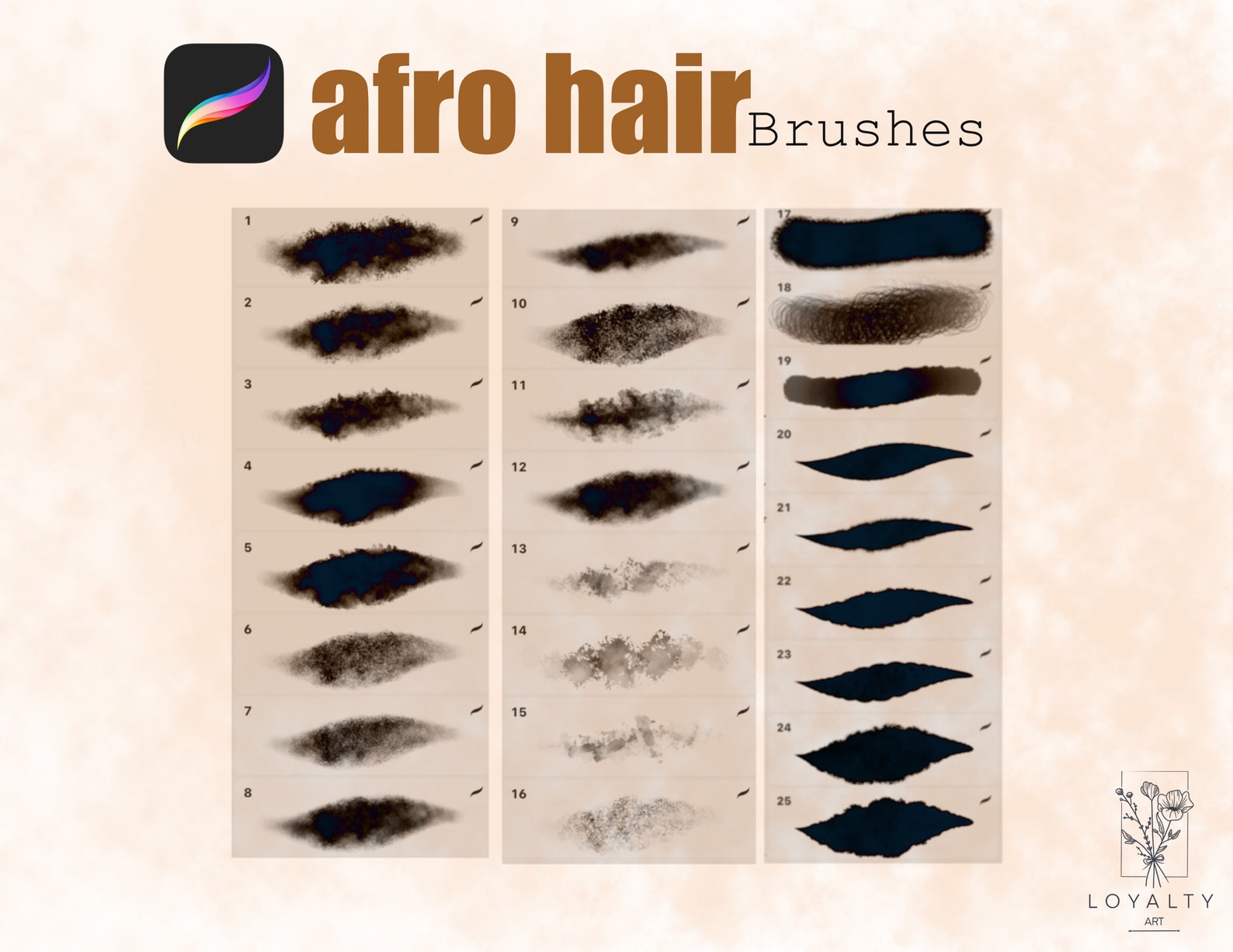 128 procreate hair brushes bundle 5 in 1 portrait brushes | Etsy