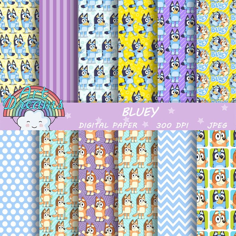 Bluey Digital Paper Printable Scrapbooking Background | Etsy UK