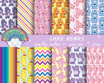 Care Bear Digital Paper - Etsy