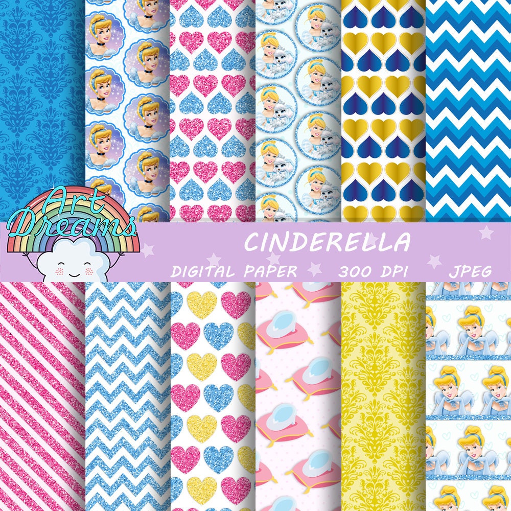 Cinderella Digital Paper Printable Scrapbooking Background - Etsy