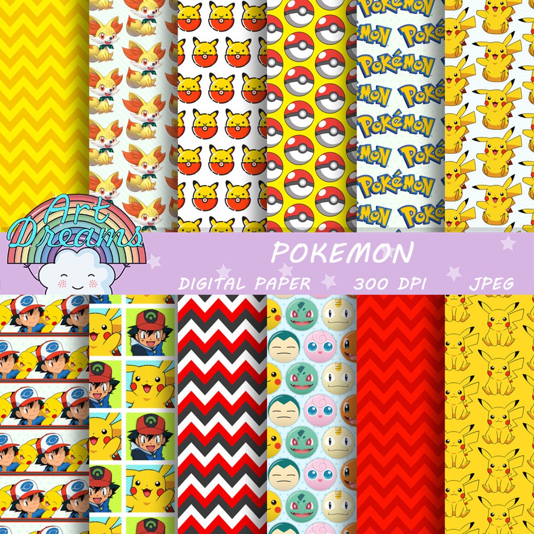 Pokemon Digital Paper Printable Scrapbooking Background - Etsy