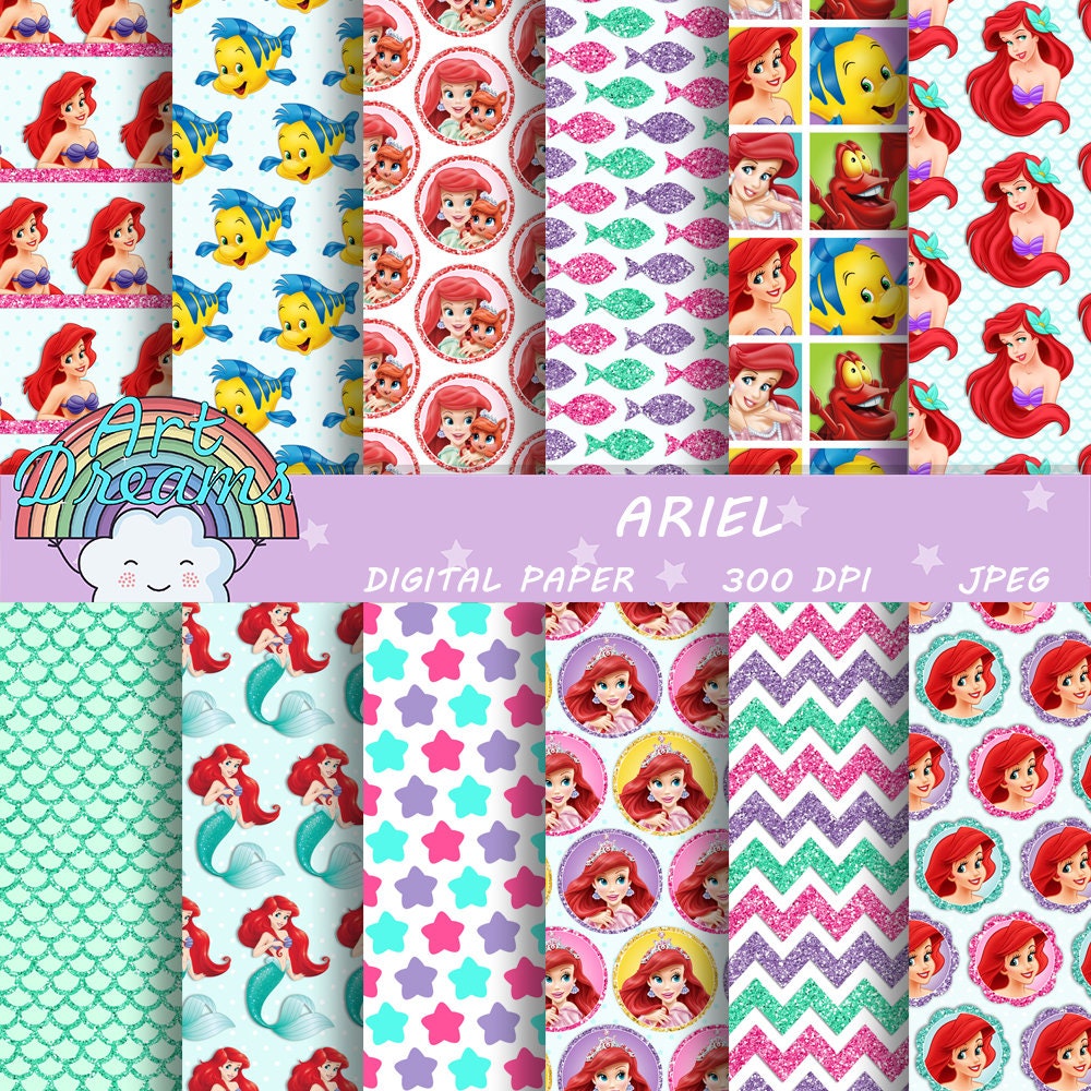Ariel Digital Paper Printable Scrapbooking Background - Etsy