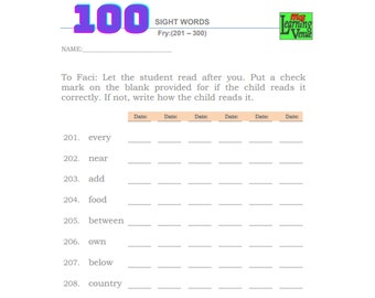 Fry Worksheets - Etsy