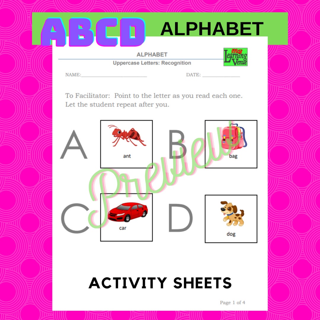 ABCD Uppercase Letters Recognition Alphabet Printable - Etsy