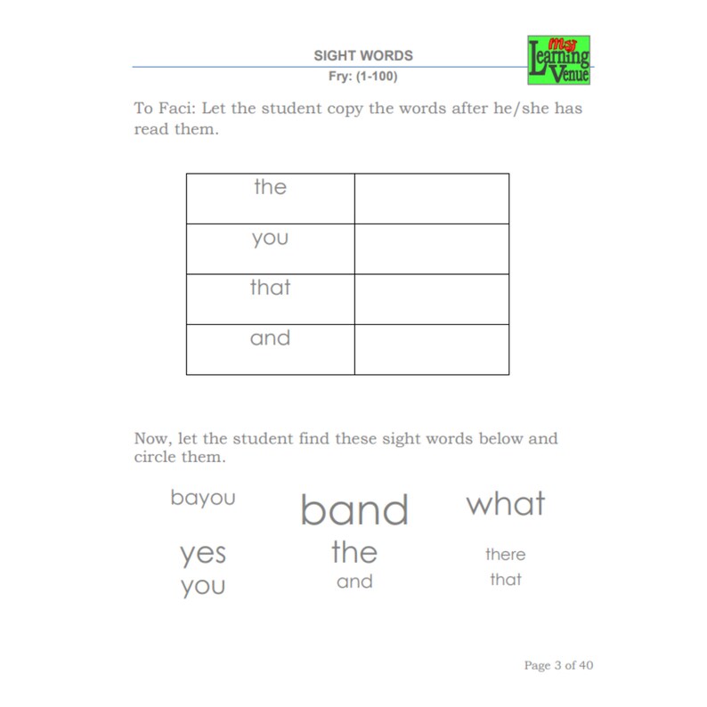 100 Fry Sight Words Activity Worksheets Instant Download Printable - Etsy