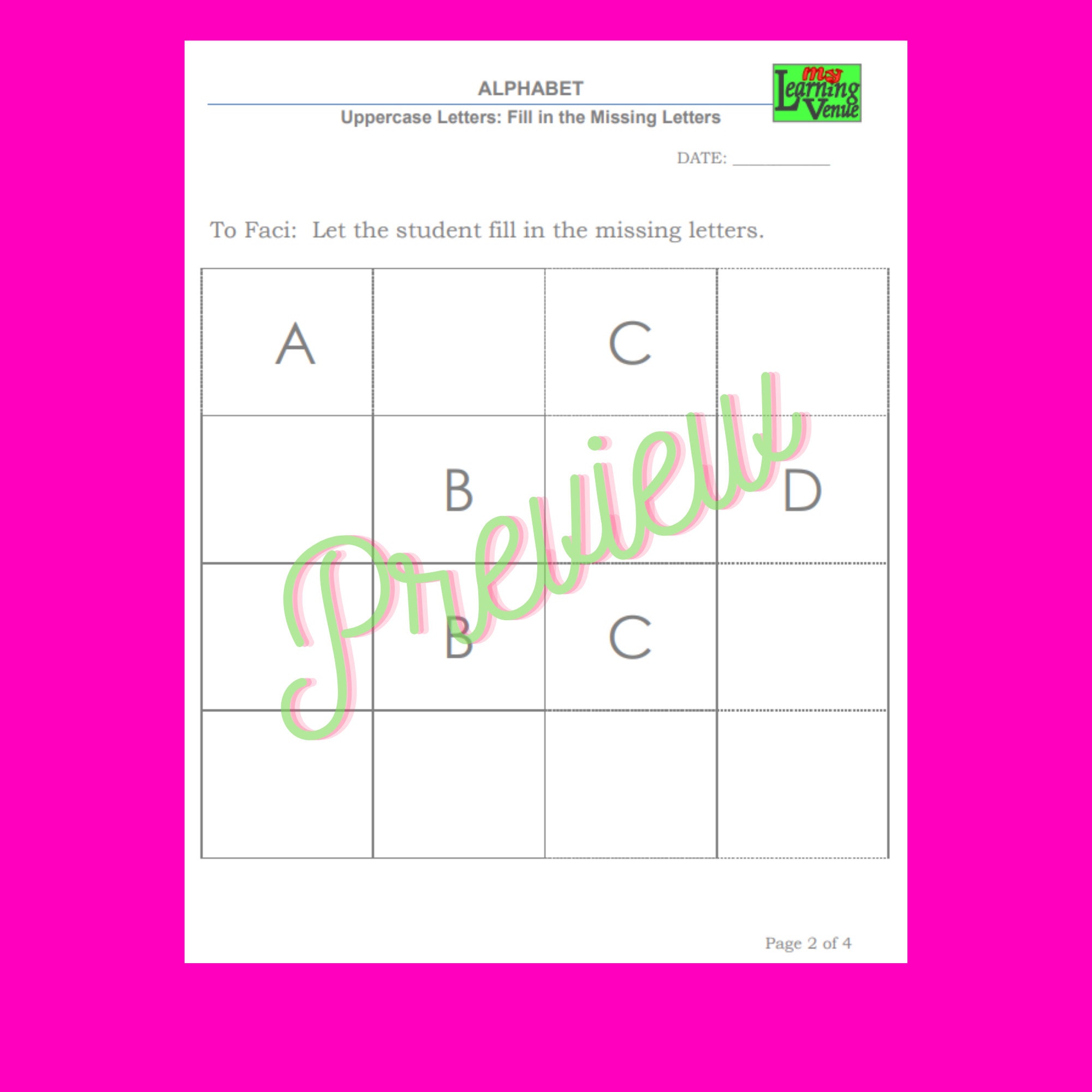 ABCD Uppercase Letters Recognition Alphabet Printable - Etsy