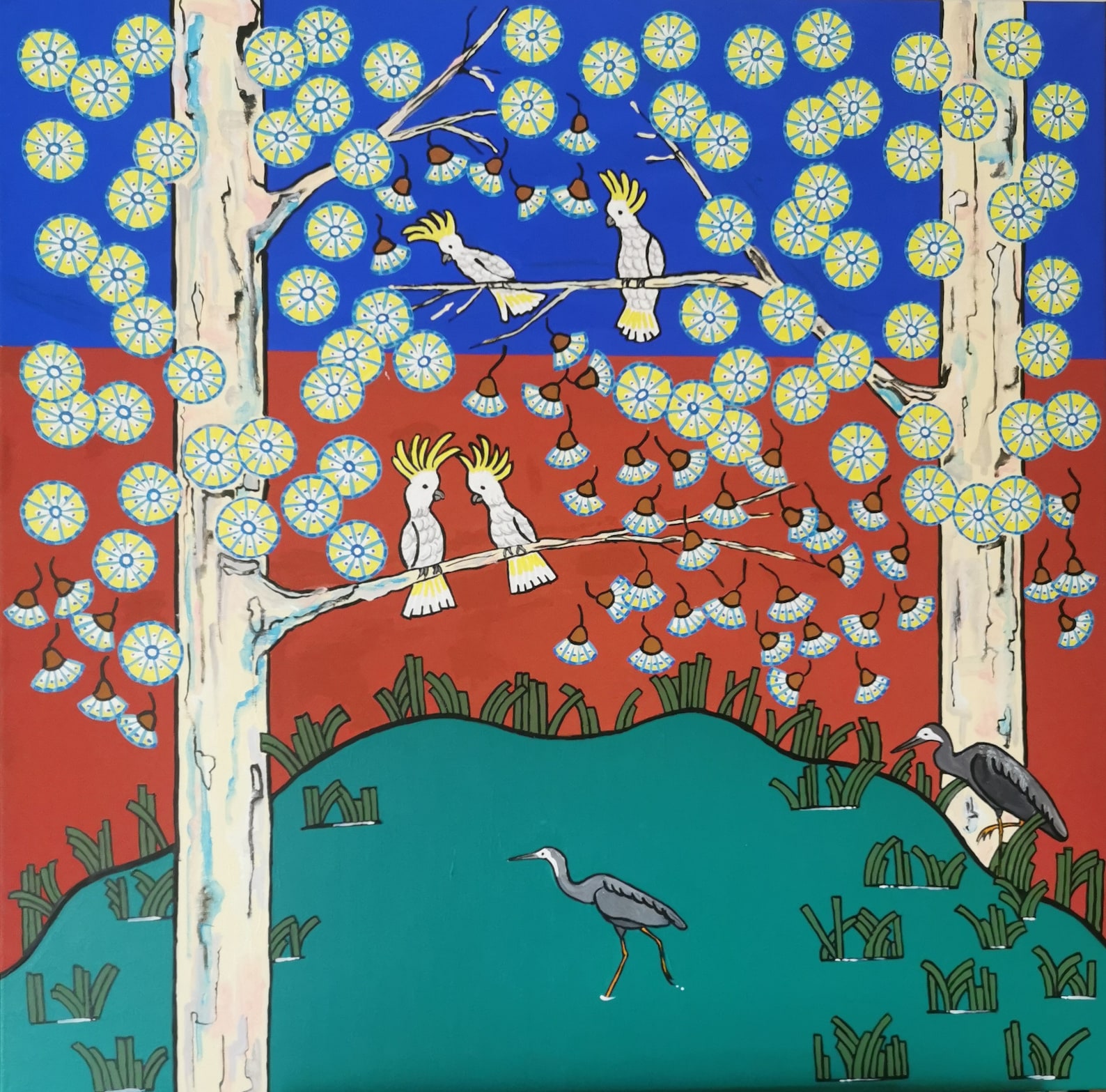 Outback Australia Painting Art. Australian Art. White Faced Herons ...