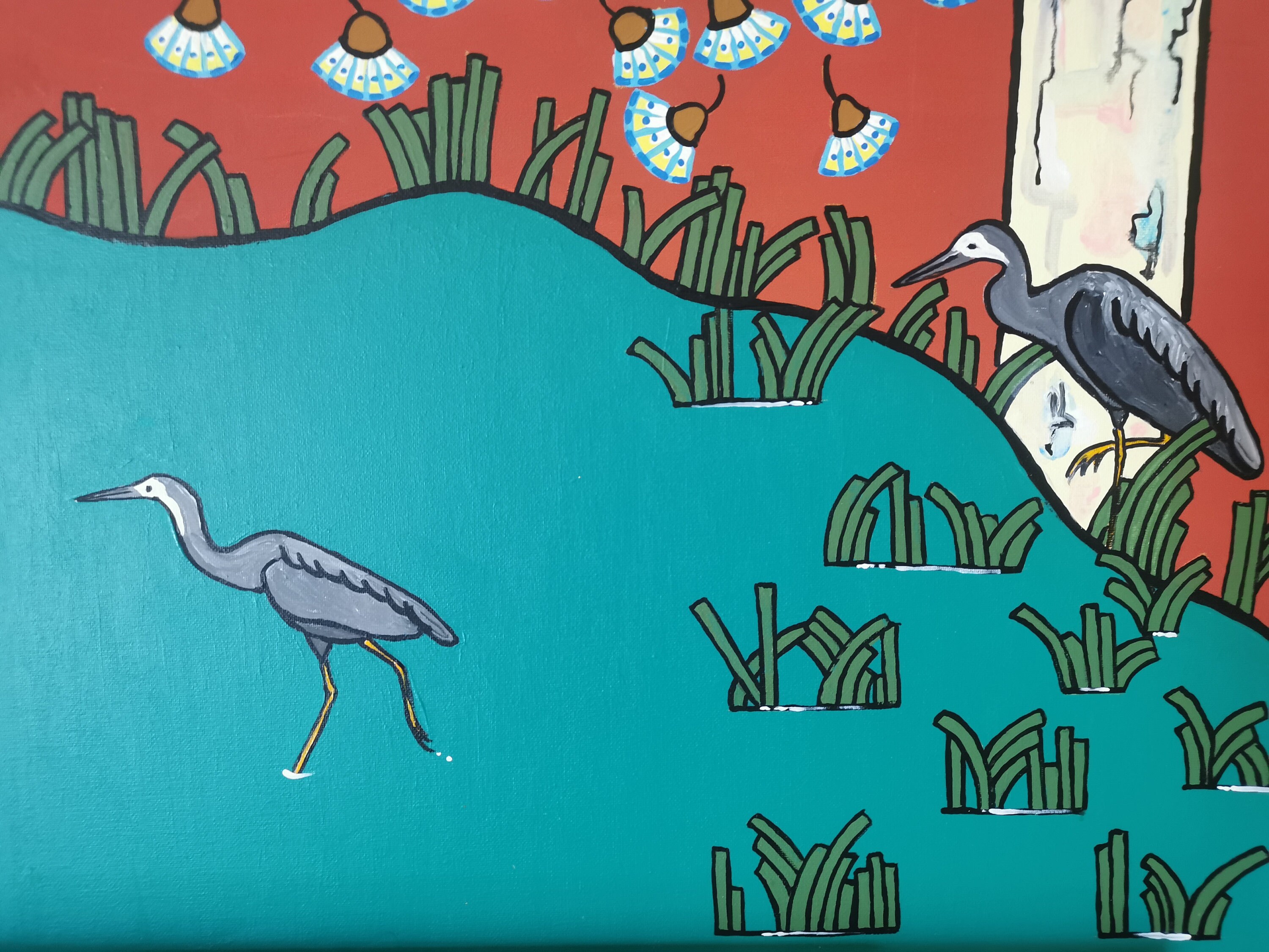 Outback Australia Painting Art. Australian Art. White Faced Herons ...