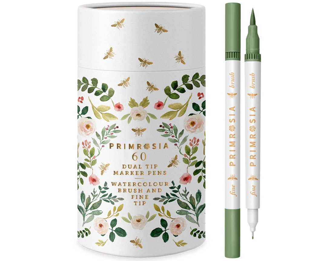 Primrosia 60 Dual Tip Watercolor Markers Fine and Brush Tips - Etsy