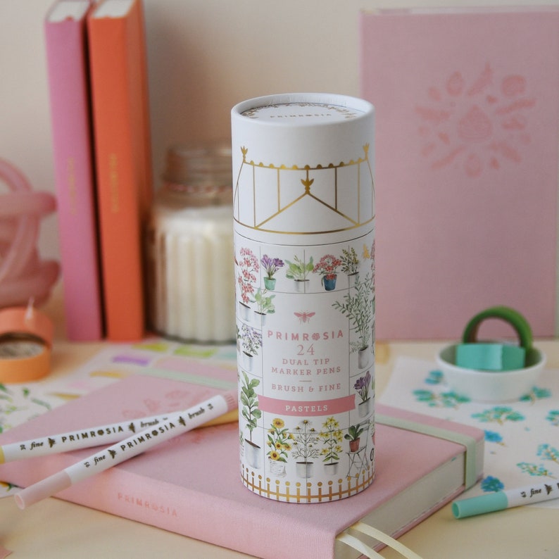 Primrosia 24 Pastel Dual Tip Watercolor Markers Fine and - Etsy