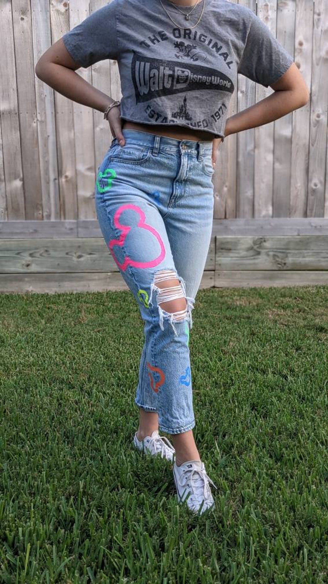 Hand Painted Disney Inspired Neon Jeans - Etsy
