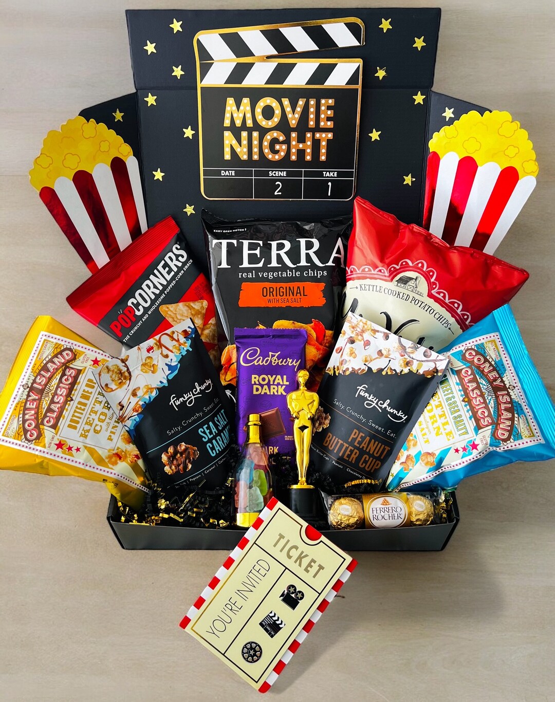 Movie Night Gift Box, at Home Movie Night, Gourmet Popcorn, Corporative ...
