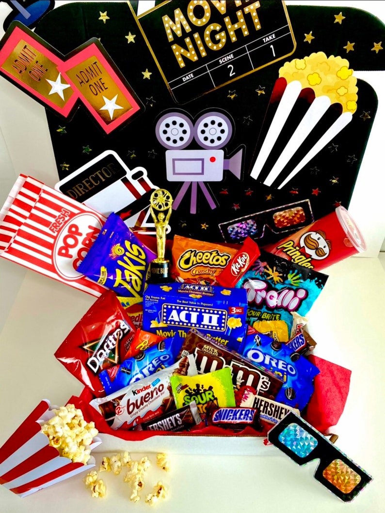 Movie Night Gift Box, at Home Movie Night, Birthday Gift Box,movie ...