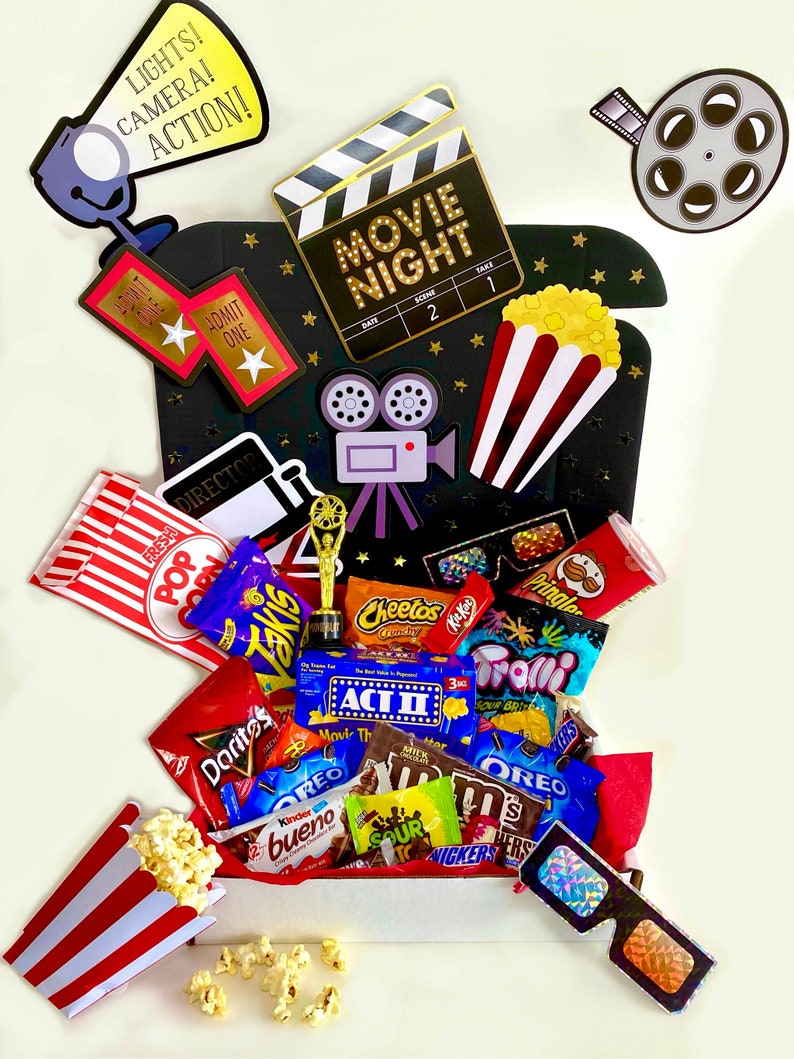 Movie Night Gift Box, at Home Movie Night, Birthday Gift Box,movie ...