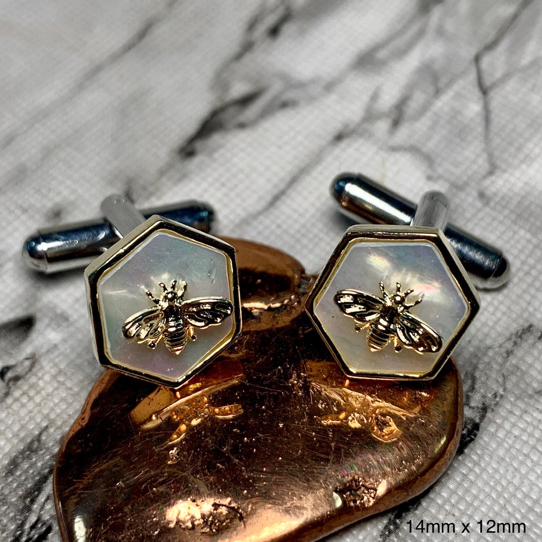 Bee on Mother-of-pearl Cufflinks **back by Popular Demand** - Etsy
