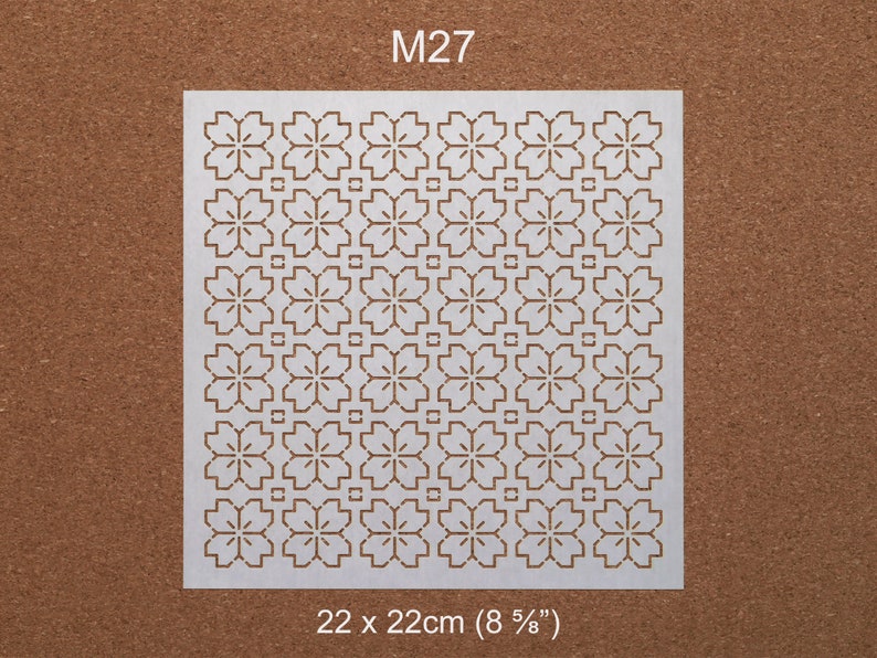 Reusable Sashiko Stencil | Embroidery Quilting Patterns Template - Size M (M26-29) Matt Finish ...