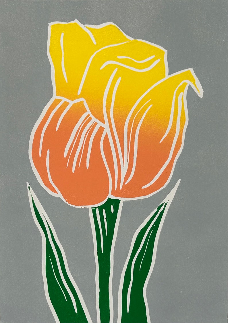 Tulip - Original Lino Print - Etsy UK
