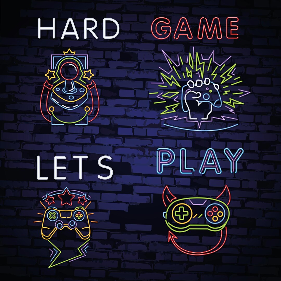 Neon Gamer Sign Digital File | Game Room Logo & Banner | Bright ...