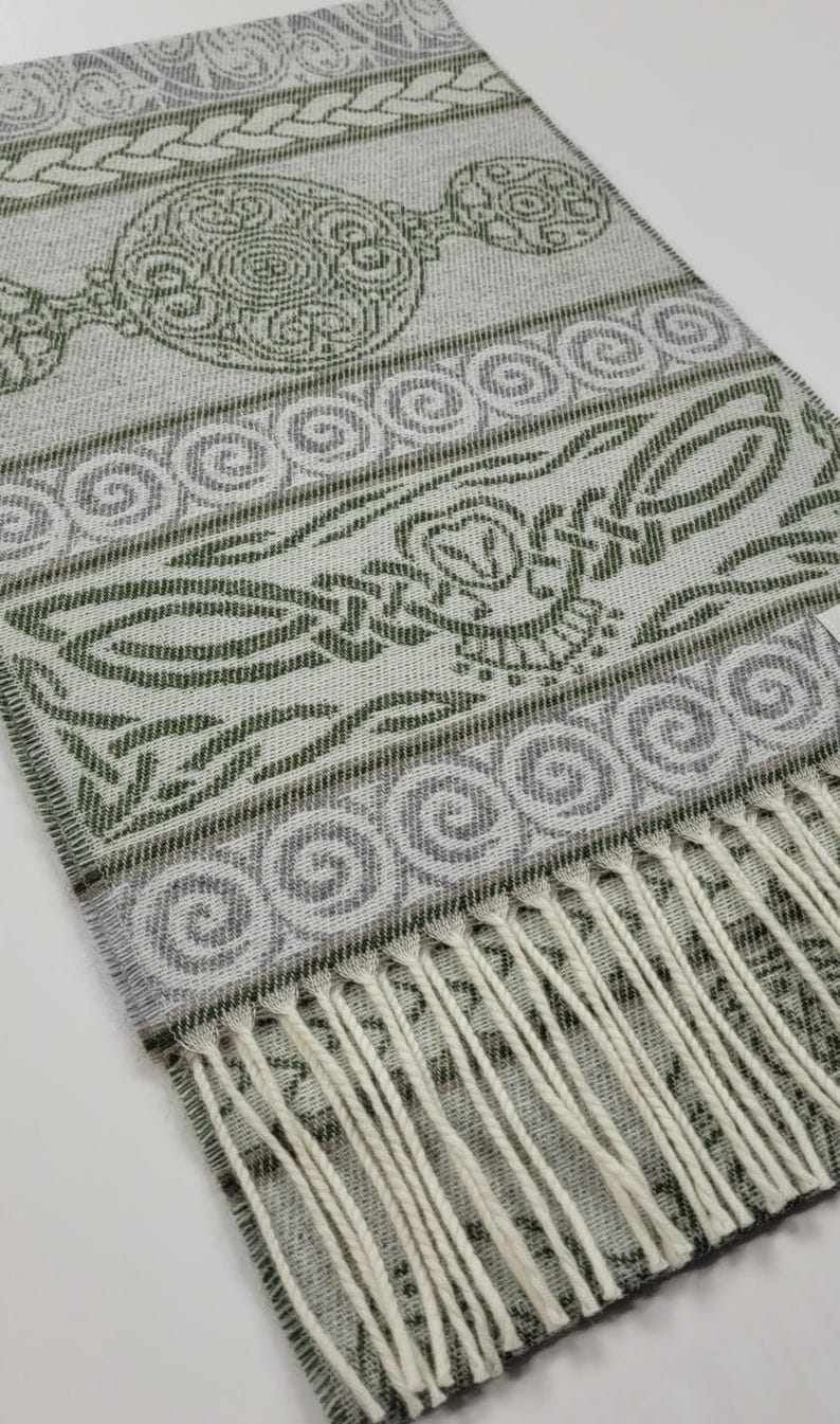 Calzeat Made in Scotland Jacquard Woven Celtic Owl Pine Scarf - Etsy