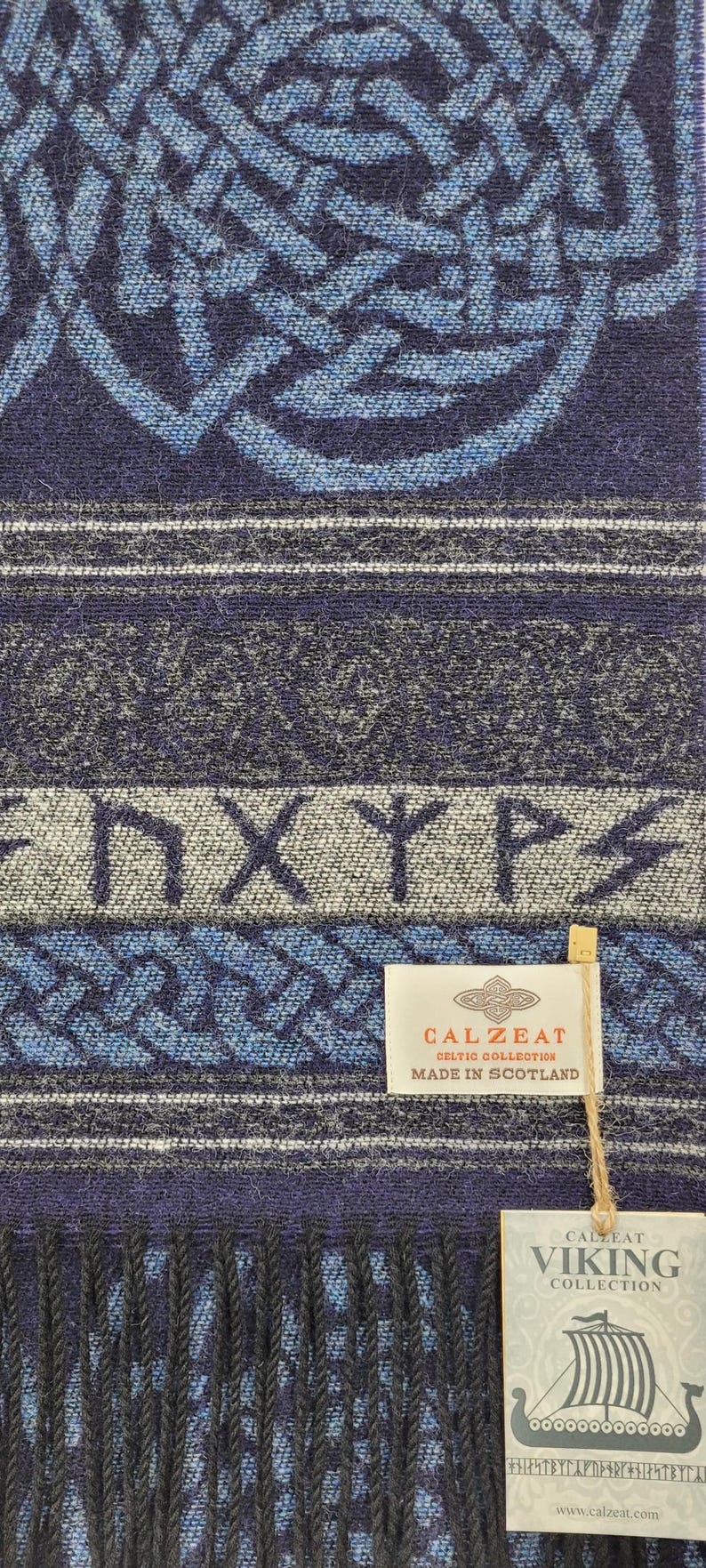 Calzeat Made in Scotland Jacquard Woven 100% Lambswool Crichton Runes ...