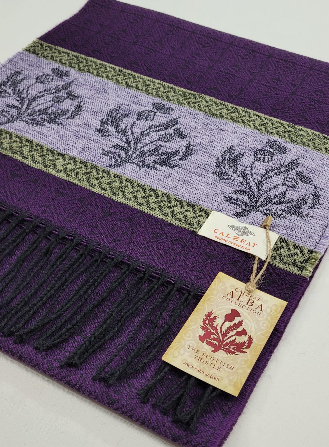 Calzeat Made in Scotland Jacquard Woven Celtic Alba Purple Thistle ...