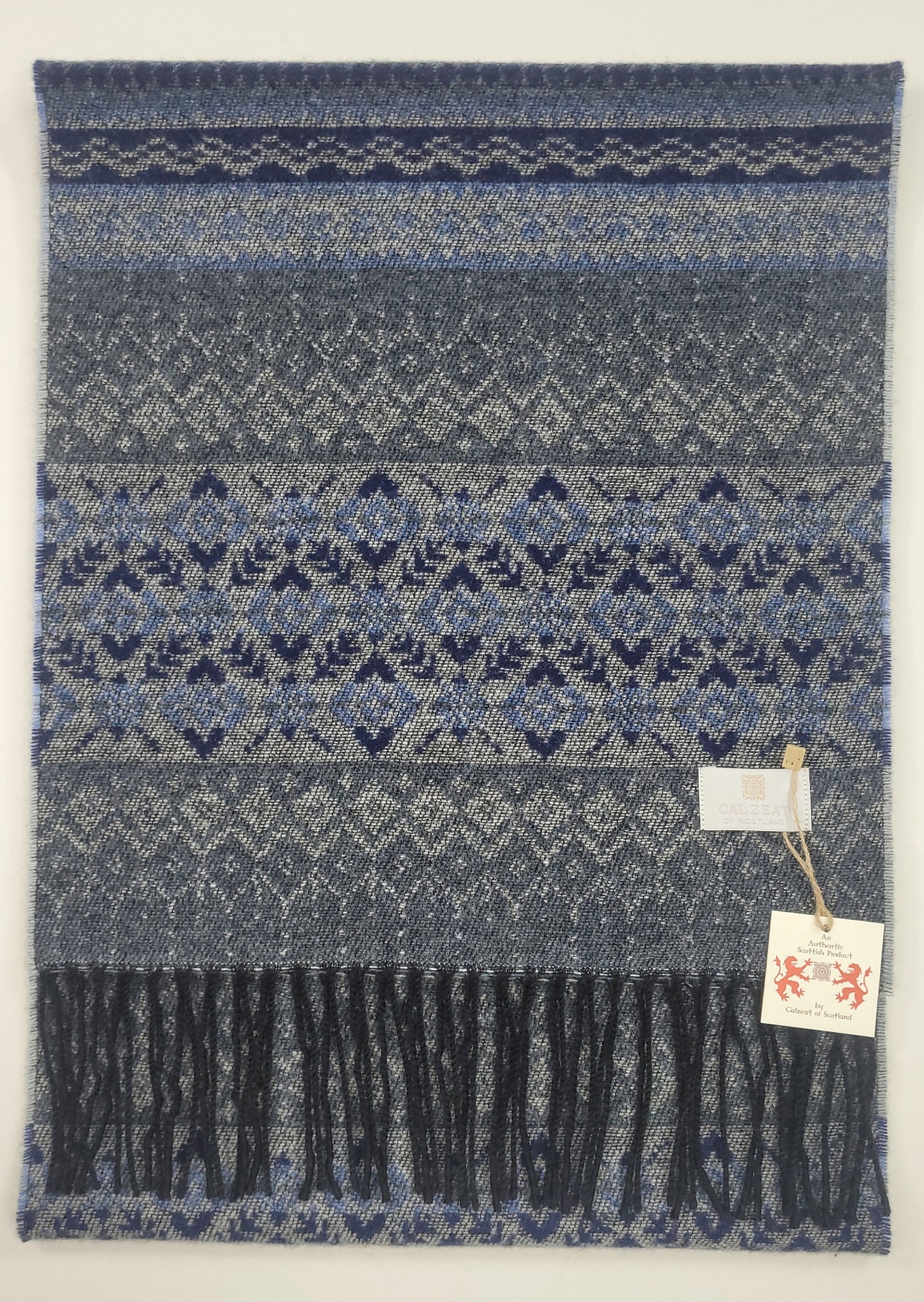 Calzeat Made in Scotland Jacquard Woven Esk Fairisle Scarf - Etsy