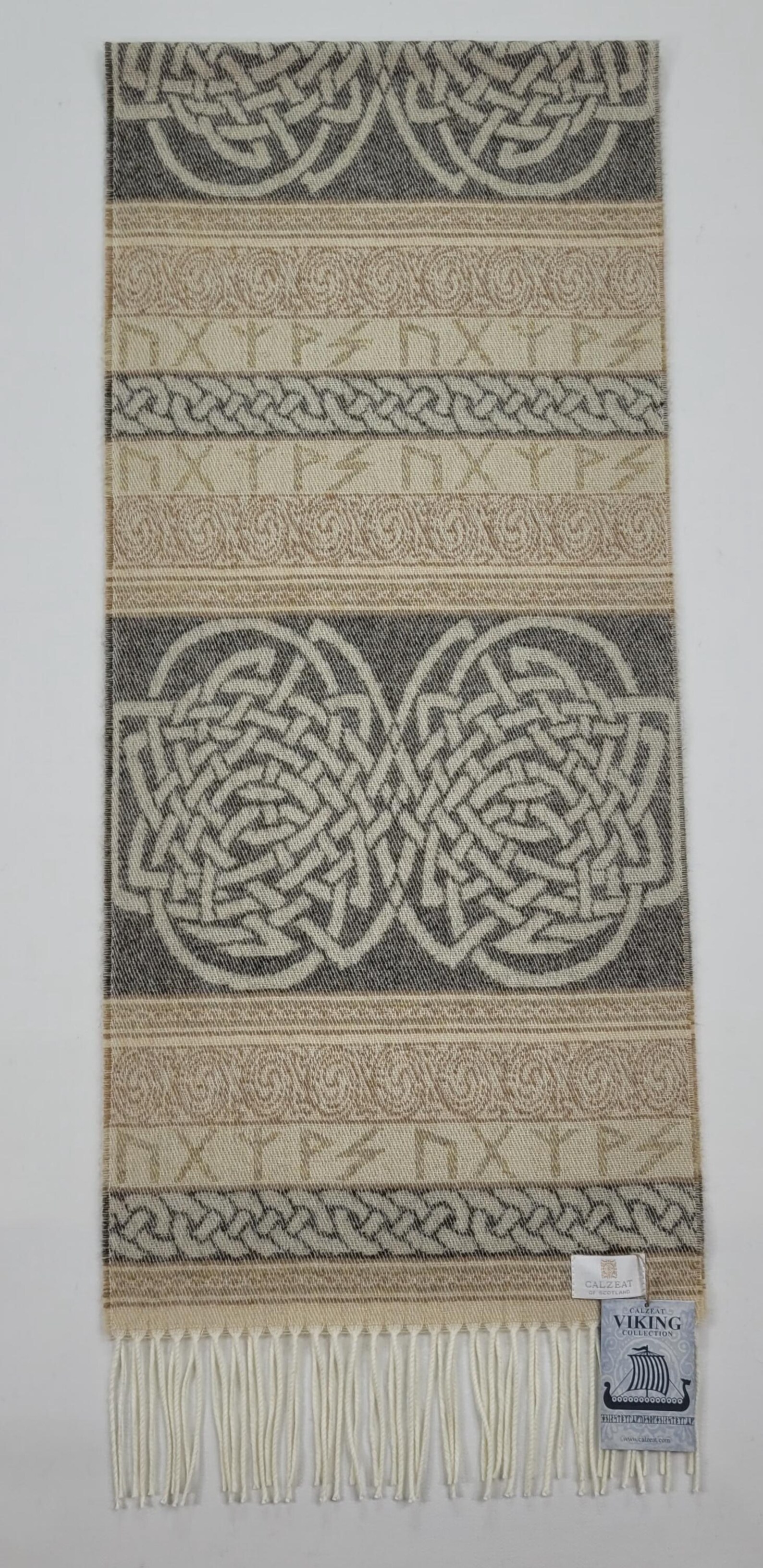 Calzeat Made in Scotland Jacquard Woven Viking Runic Natural Scarf - Etsy