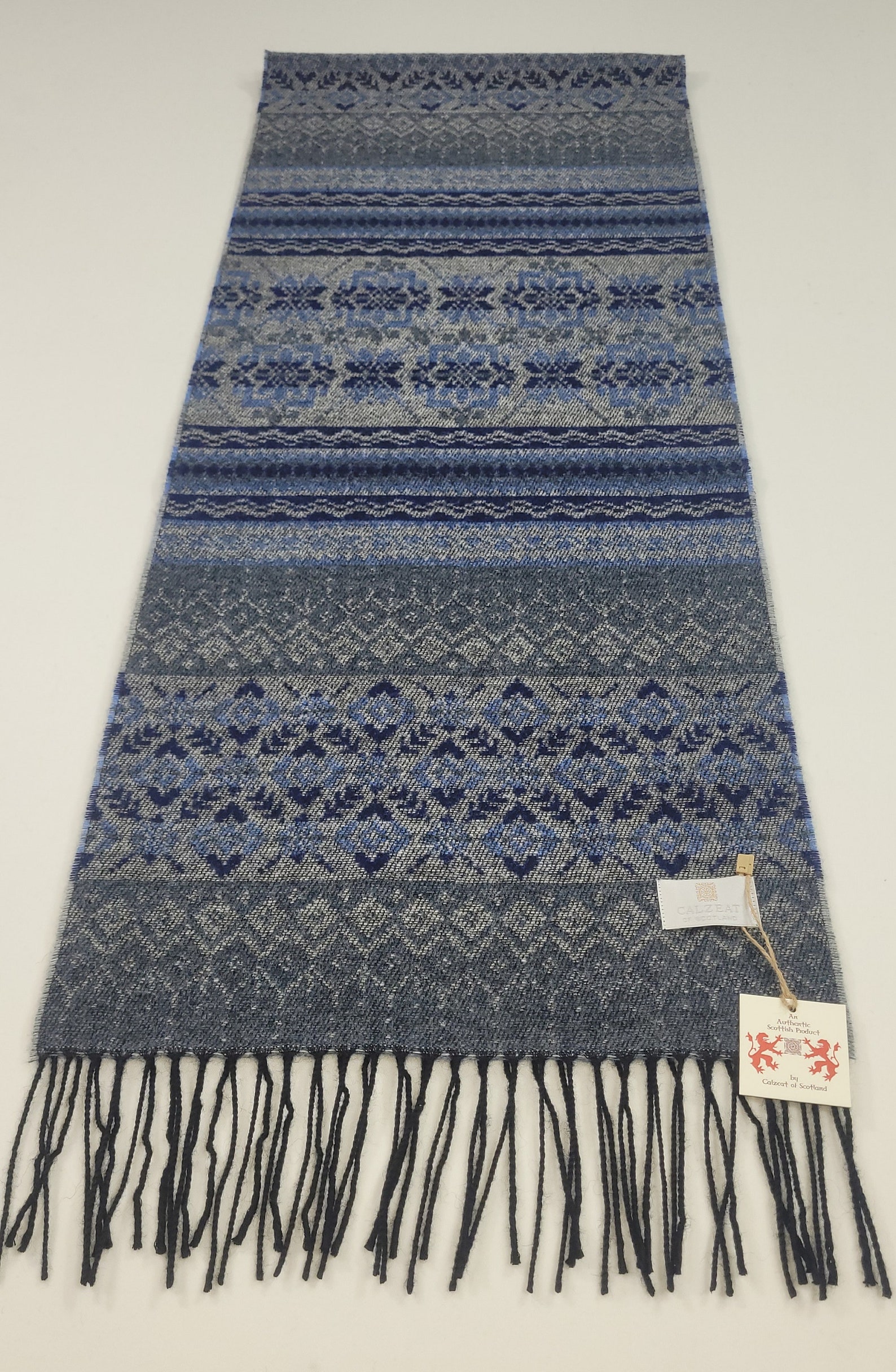 Calzeat Made in Scotland Jacquard Woven Esk Fairisle Scarf - Etsy