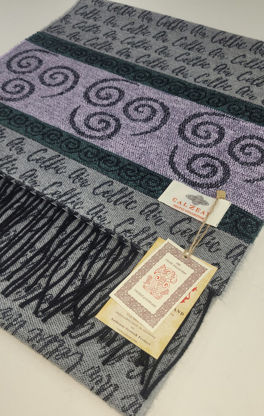 Calzeat Made in Scotland Jacquard Woven Celtic Elements Air Scarf ...