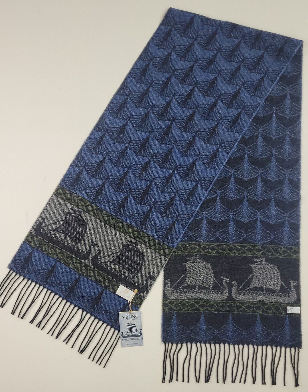 Calzeat Made in Scotland Jacquard Woven Viking Ships Serpent Scarf - Etsy