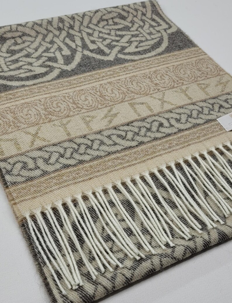 Calzeat Made in Scotland Jacquard Woven Viking Runic Natural Scarf - Etsy