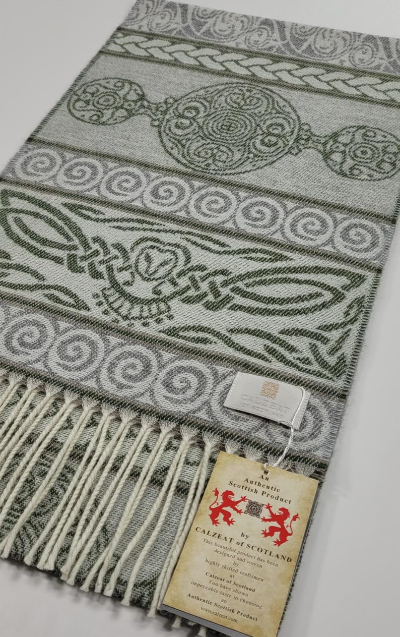 Calzeat Made in Scotland Jacquard Woven Celtic Owl Pine Scarf - Etsy
