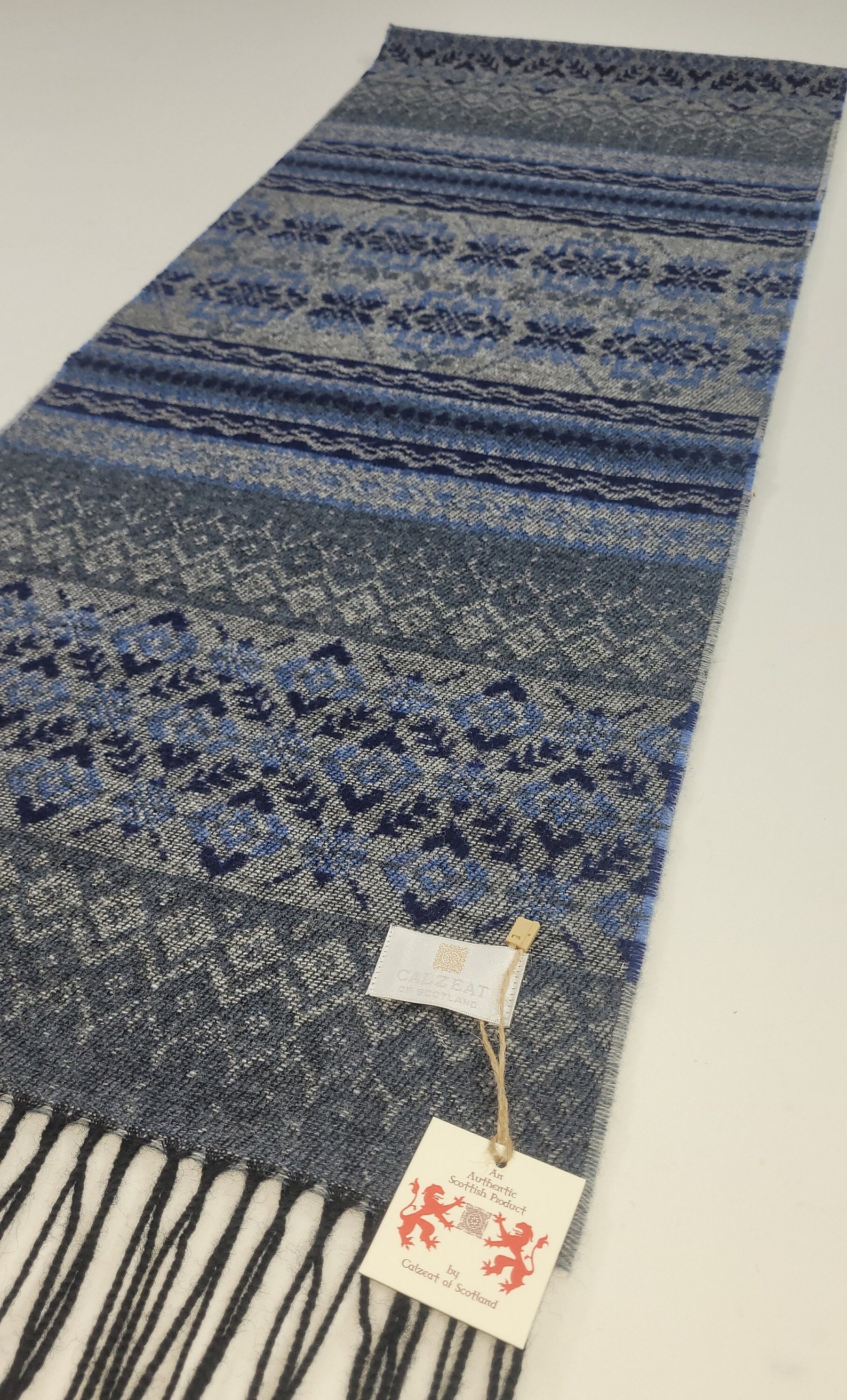 Calzeat Made in Scotland Jacquard Woven Esk Fairisle Scarf - Etsy