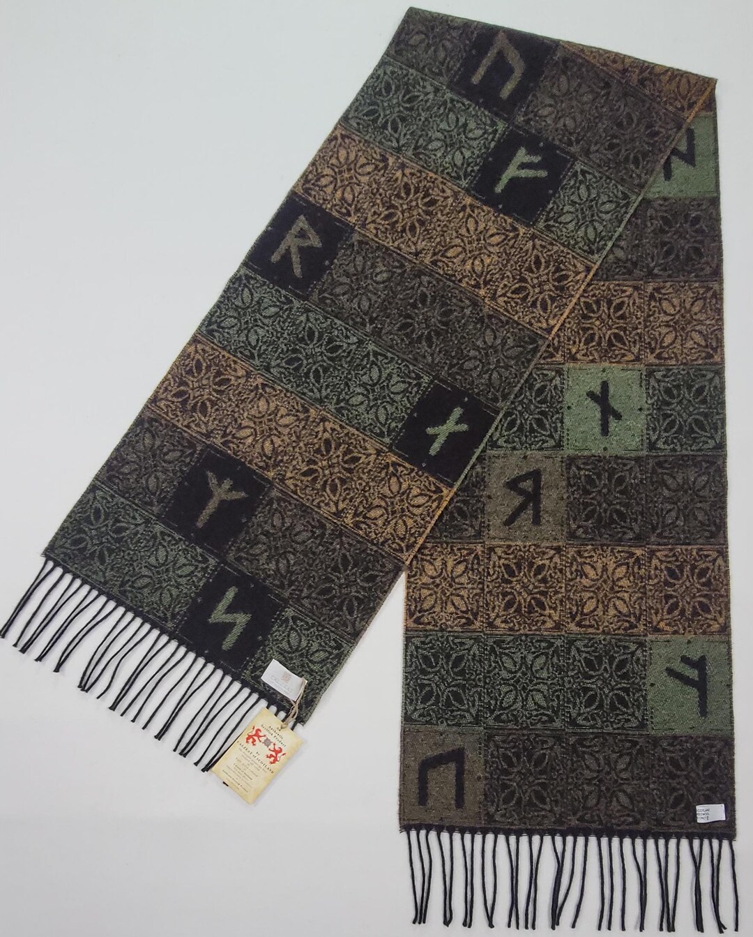 Calzeat Made in Scotland Jacquard Woven Viking Runes Nature Scarf - Etsy