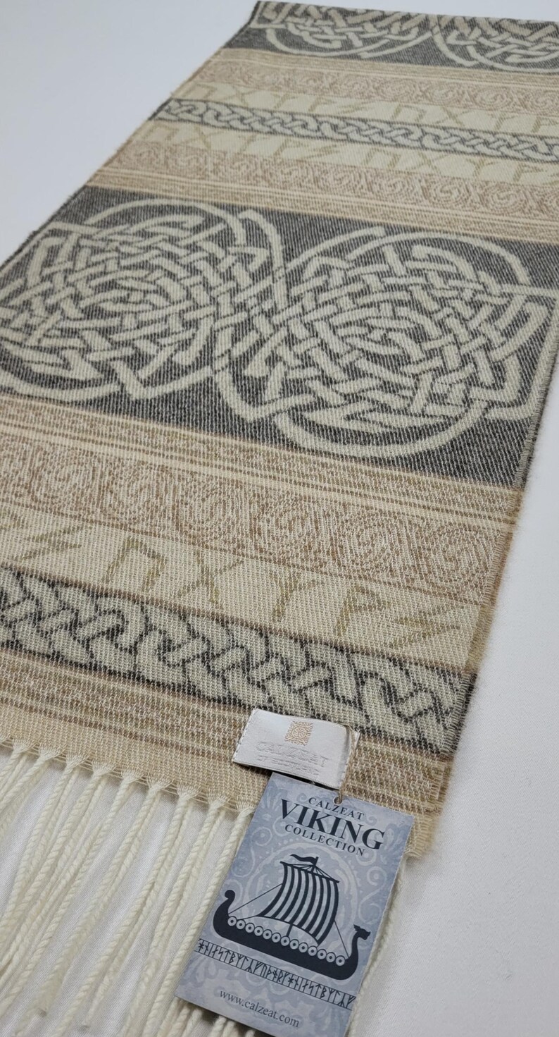 Calzeat Made in Scotland Jacquard Woven Viking Runic Natural Scarf - Etsy