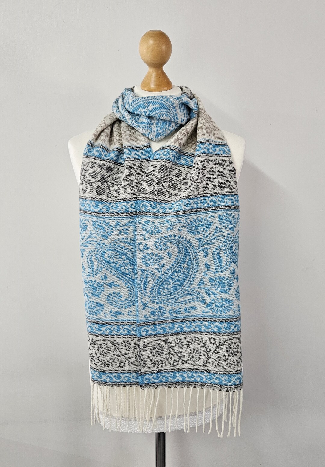 Calzeat Made in Scotland Jacquard Woven Teal Paisley Scarf - Etsy