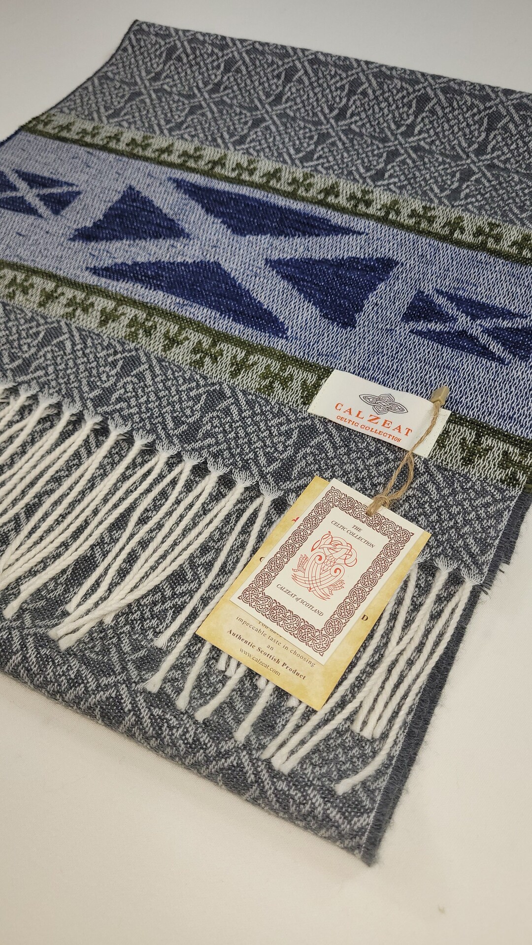 Calzeat Made in Scotland Jacquard Woven Celtic Saltire Scarf / Table ...