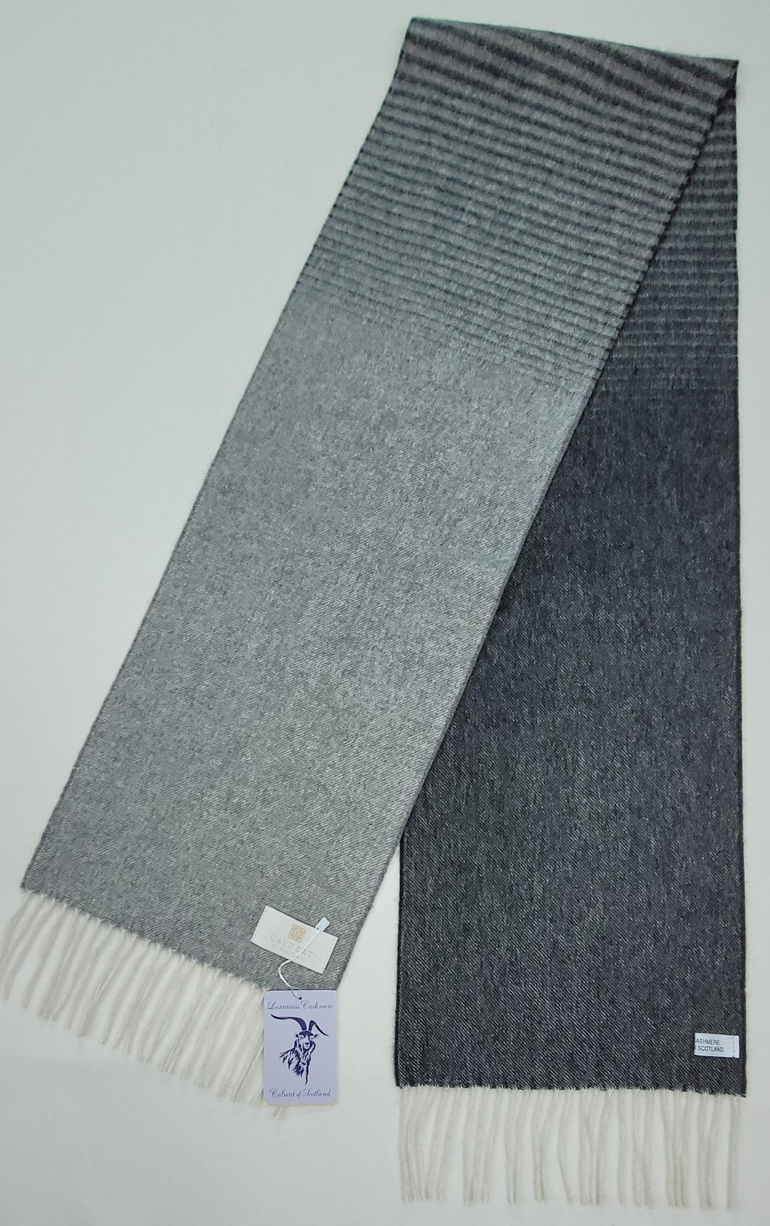 Calzeat Made in Scotland Jacquard Woven 100% Pure Cashmere Grey ...