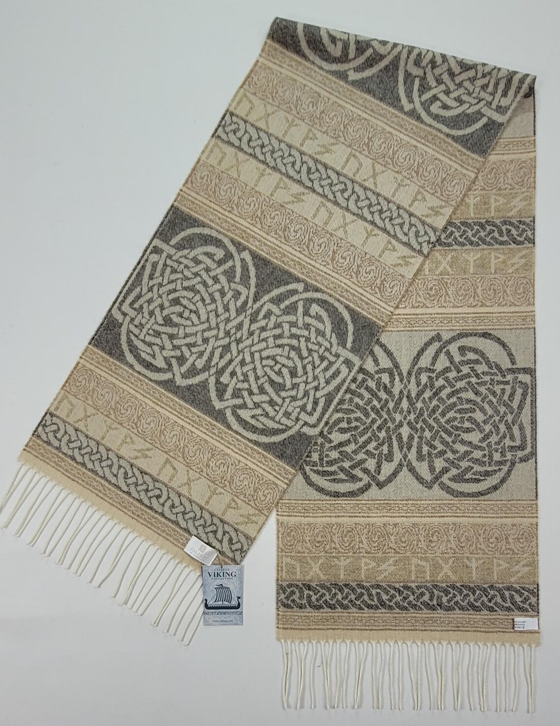 Calzeat Made in Scotland Jacquard Woven Viking Runic Natural Scarf - Etsy