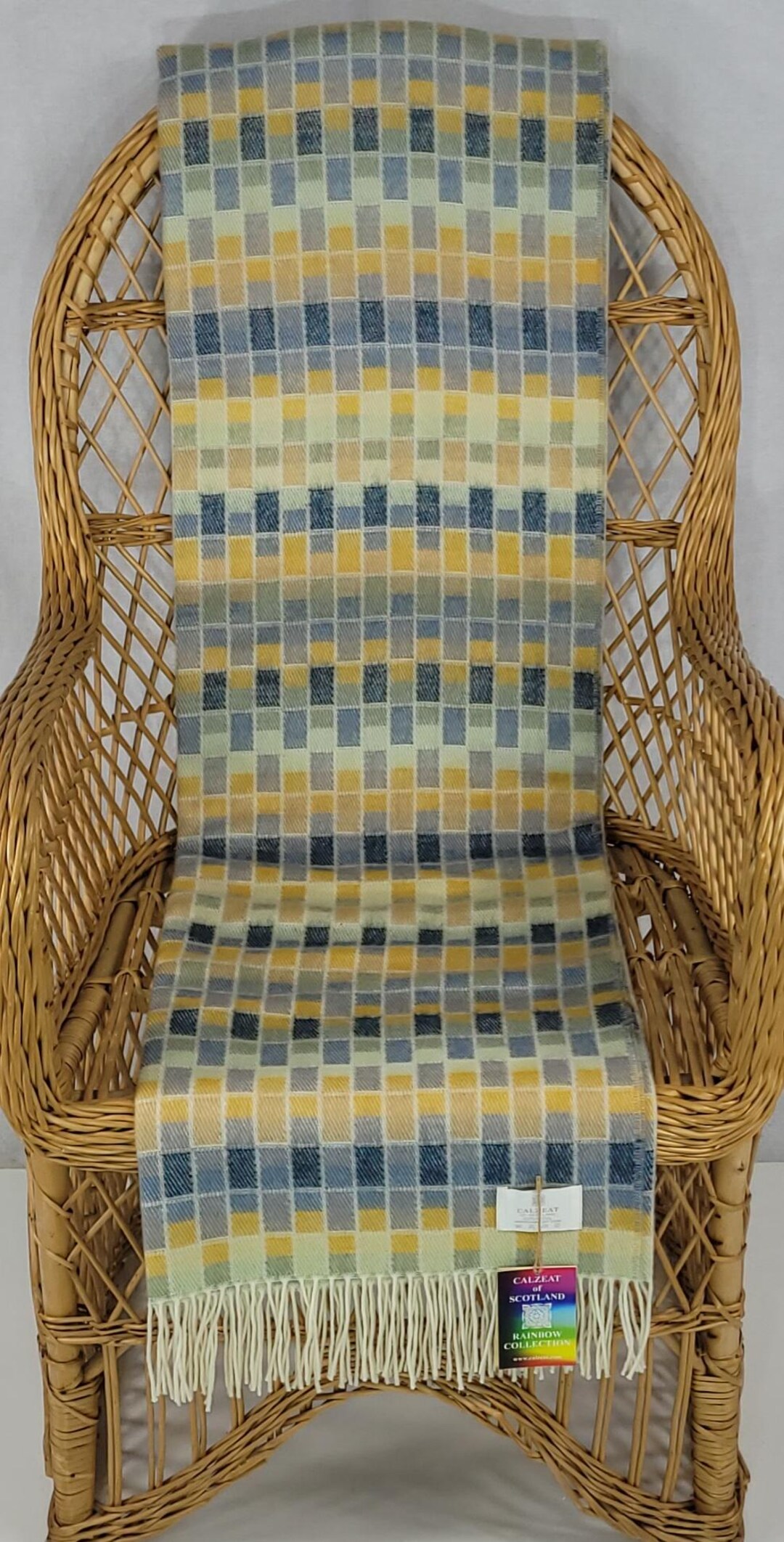 Calzeat Made in Scotland Jacquard Woven Rainbow Block Throw - Etsy