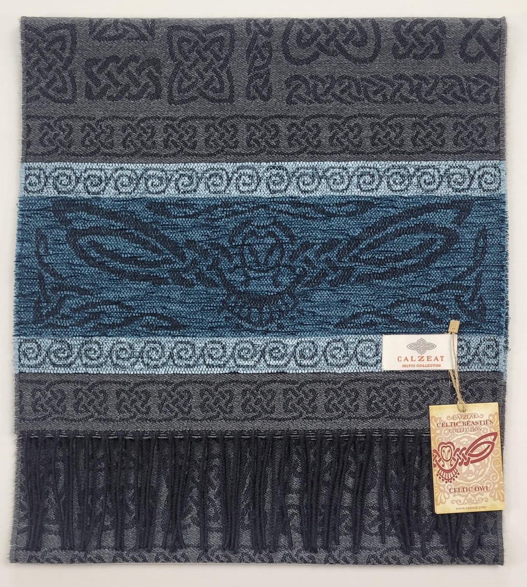 Calzeat Made in Scotland Jacquard Woven Celtic Beastie Owl Scarf - Etsy