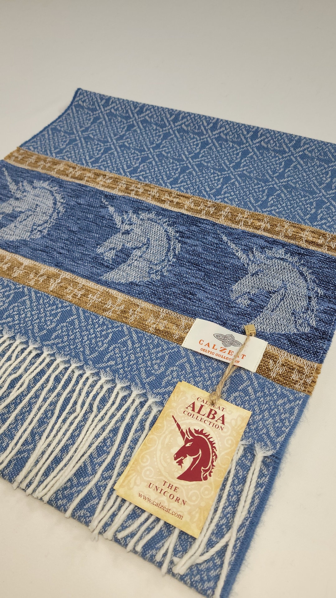 Calzeat Made in Scotland Jacquard Woven Celtic Unicorn Scarf / Table ...