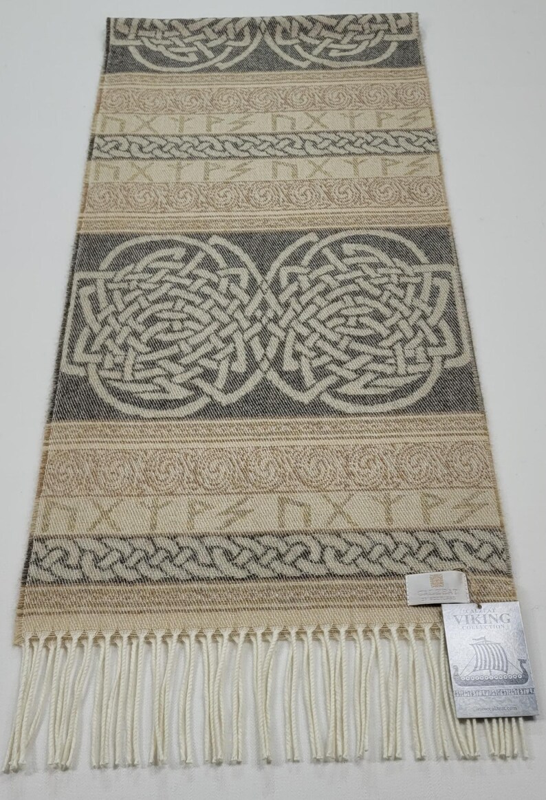 Calzeat Made in Scotland Jacquard Woven Viking Runic Natural Scarf - Etsy