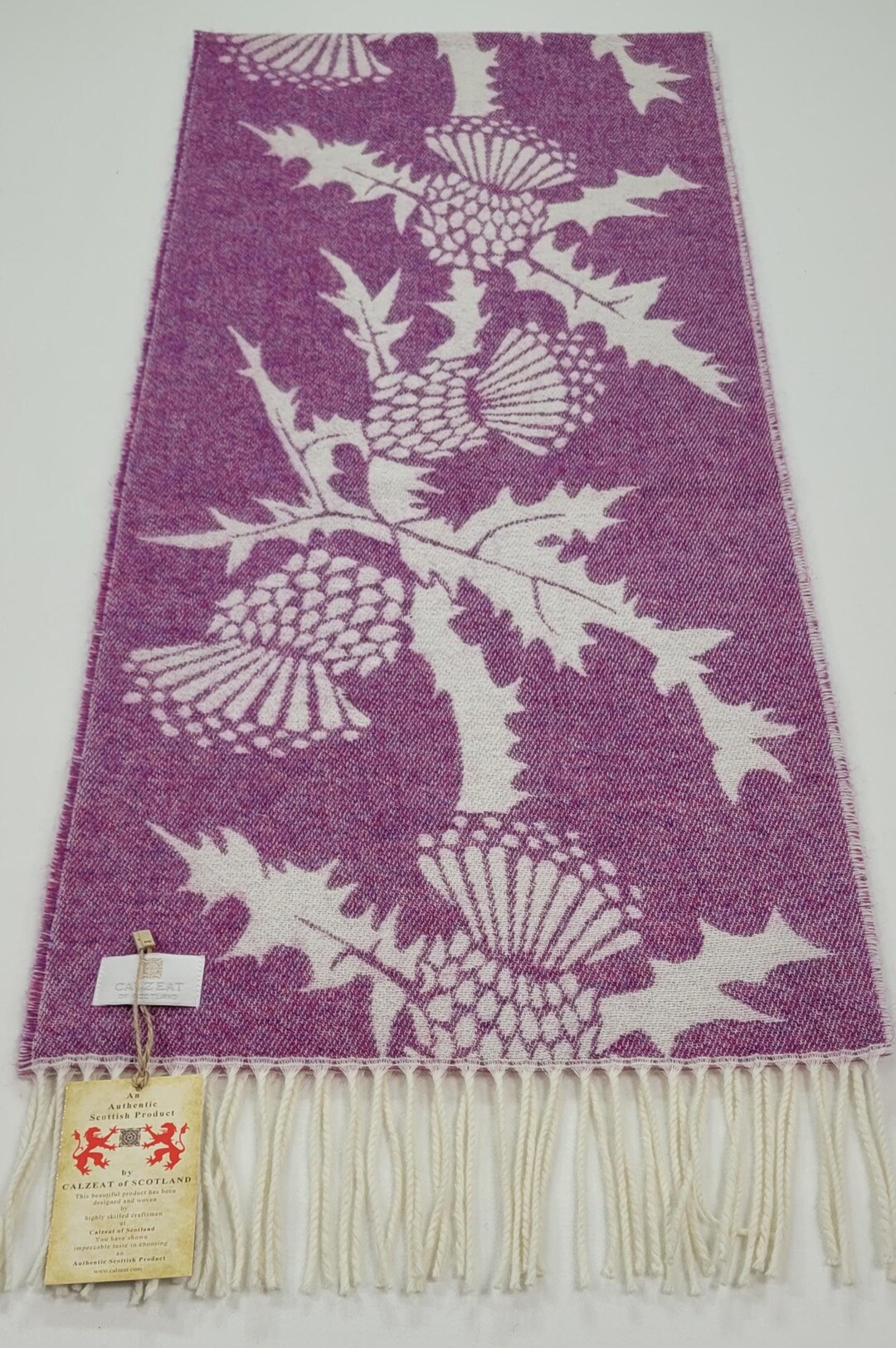 Calzeat Made in Scotland Jacquard Woven Thistle Scarf/table Runner - Etsy