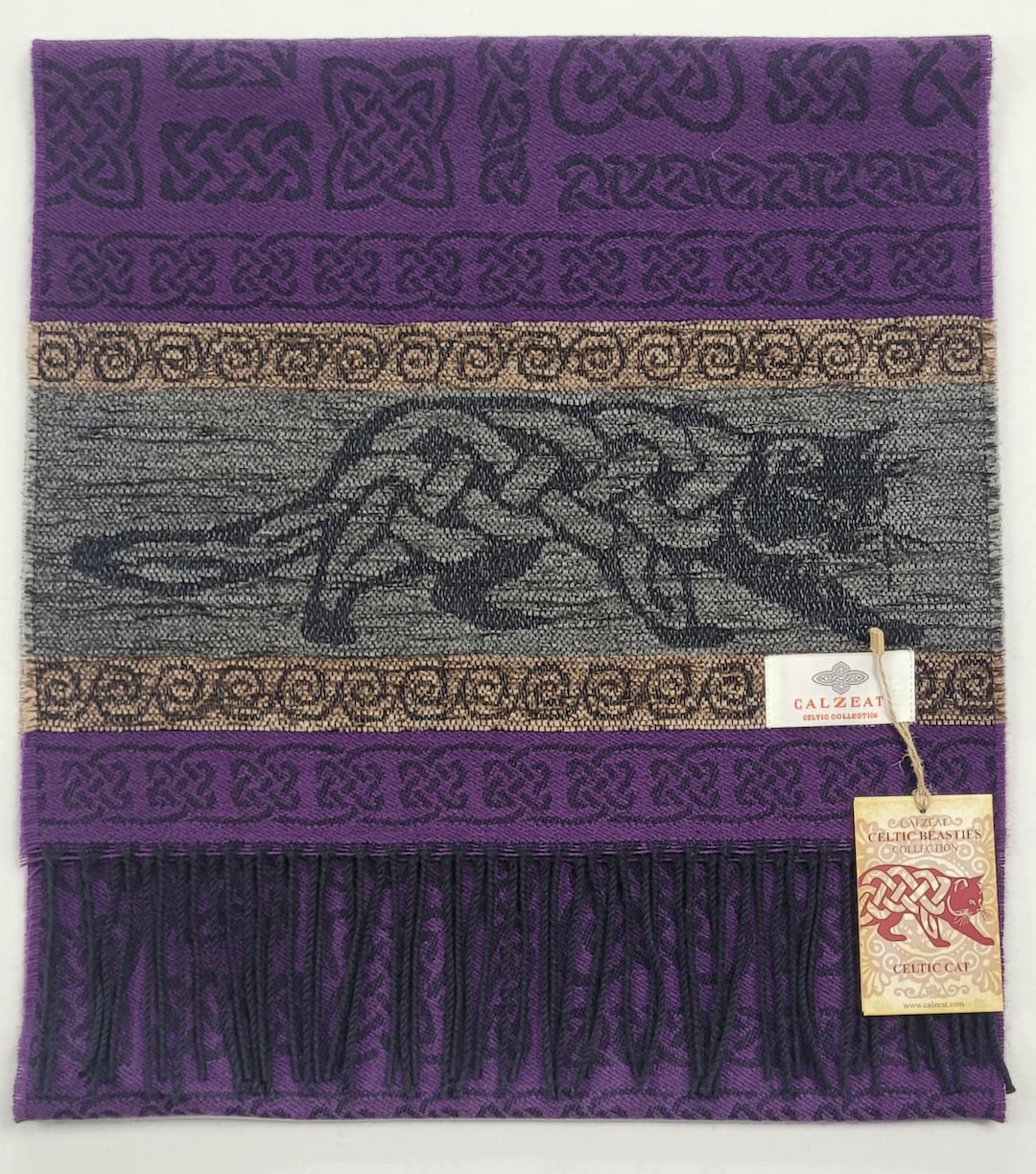 Calzeat Made in Scotland Jacquard Woven Celtic Beastie Cat Scarf - Etsy