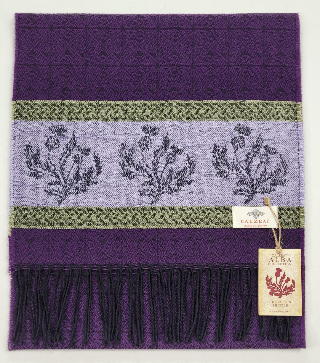 Calzeat Made in Scotland Jacquard Woven Celtic Alba Purple Thistle ...