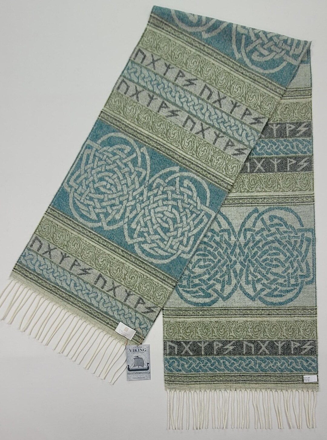 Calzeat Made in Scotland Jacquard Woven Viking Runic Moss Scarf - Etsy